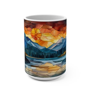 Stained Glass Mountain Range Mug | Unique Ceramic Cup for Nature Lovers ...