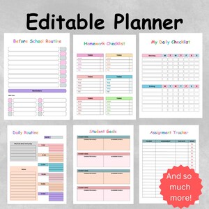 Editable Kids School Planner 2024-2025, Study Planner for Kids ...