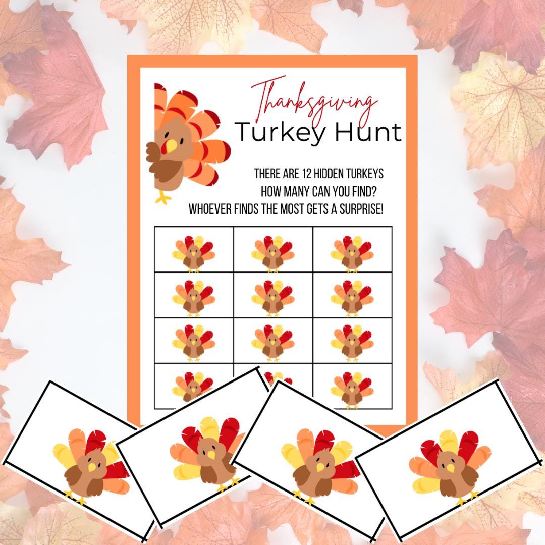 Thanksgiving Turkey Treasure Hunt Game for Kids | Printable Children ...