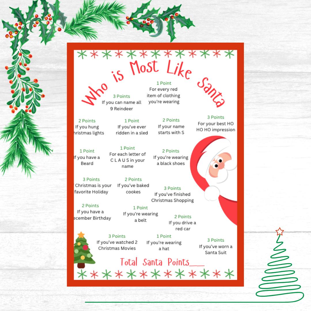 Who is Most Santa Like Santa Claus, Fun Easy Group Christmas Party Game ...