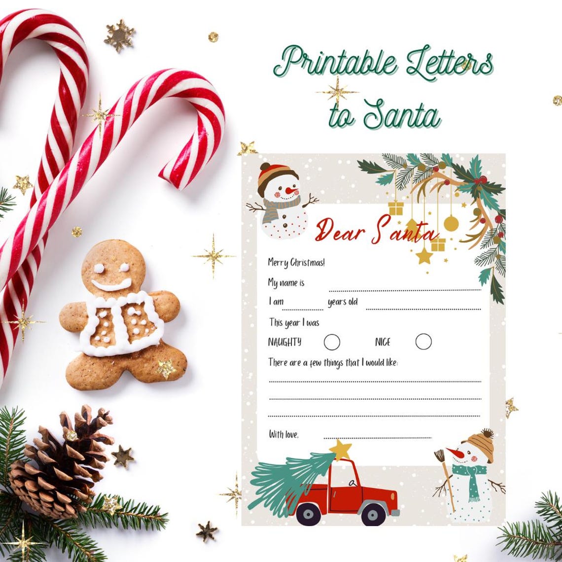 Letter to Santa, Printable Dear Santa Letter, Santa Wish List ...