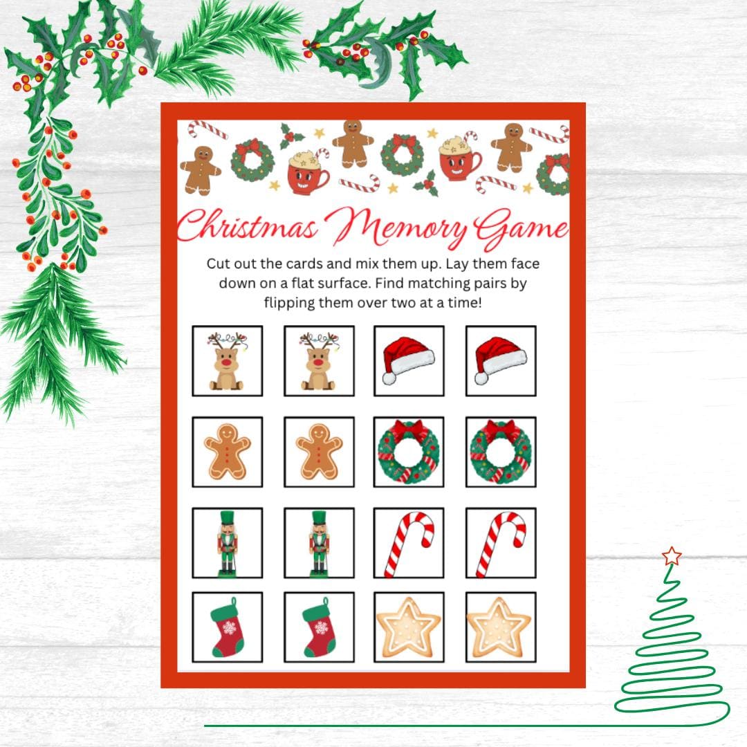 Christmas Memory Match Game Printable Holiday Party Games Christmas ...