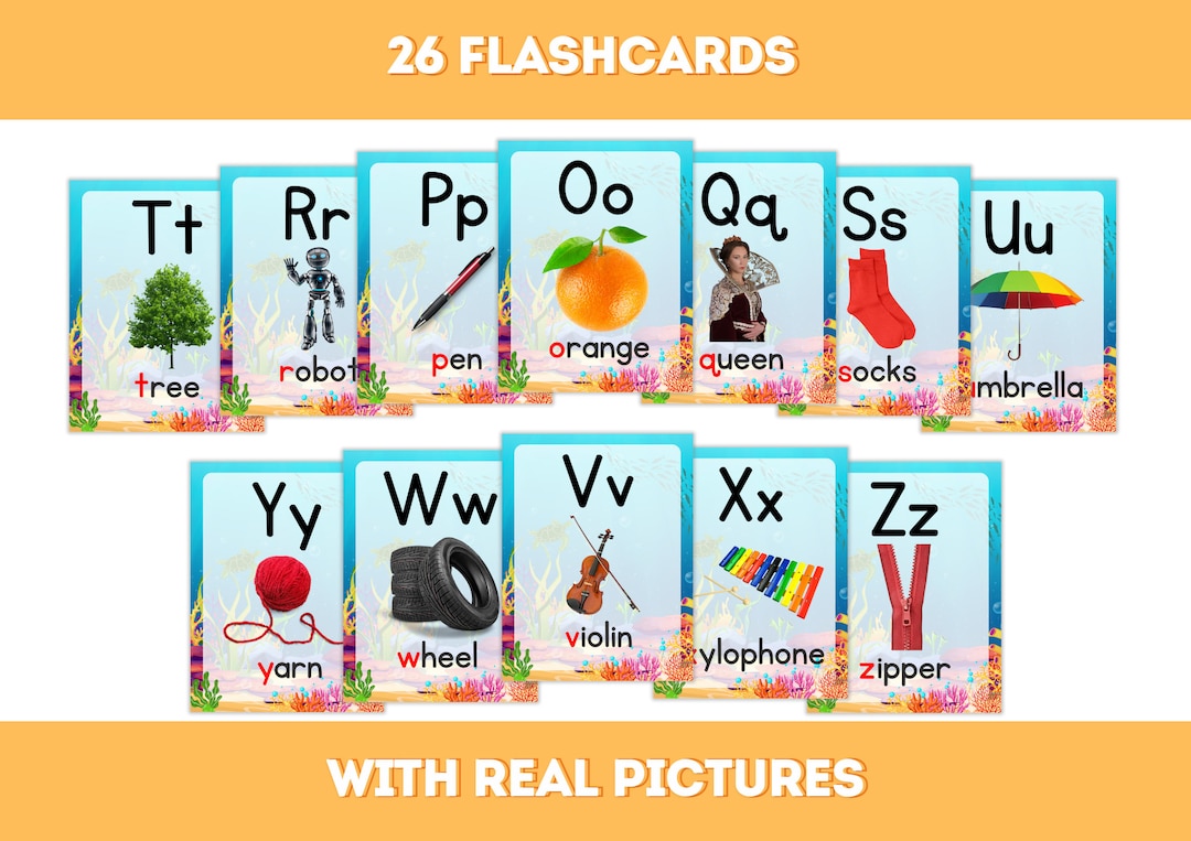 Printable Alphabet Flashcards for Kids ABC Letter Kindergarten Educational Resources Preschool ...