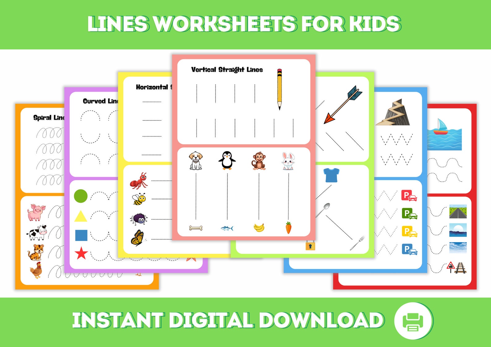 Printable Lines Worksheets for Kids| Tracing Lines Learning Activities Preschool Workbook ...