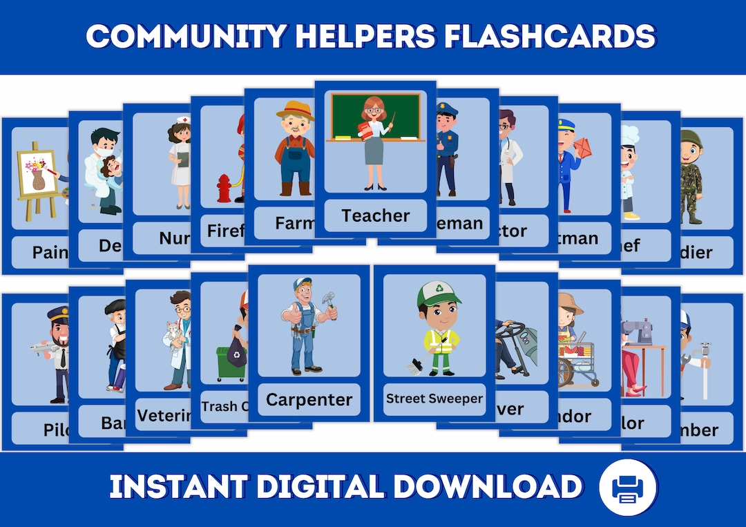 Printable Community Helpers Flashcards for Kids Kindergarten ...