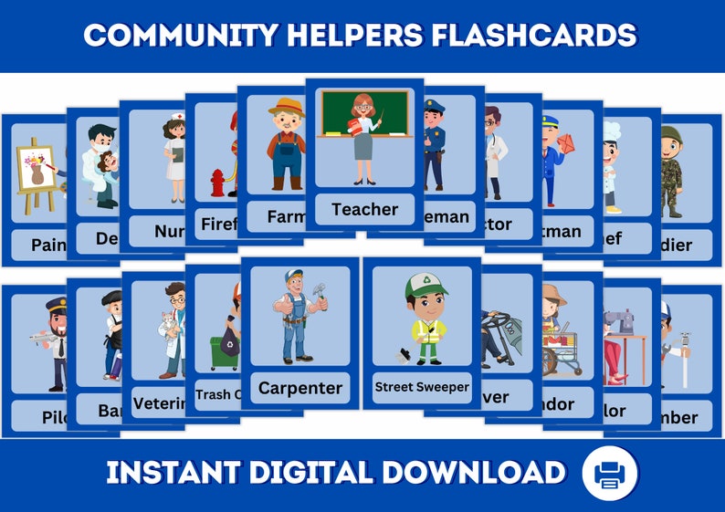 Printable Community Helpers Flashcards for Kids Kindergarten ...