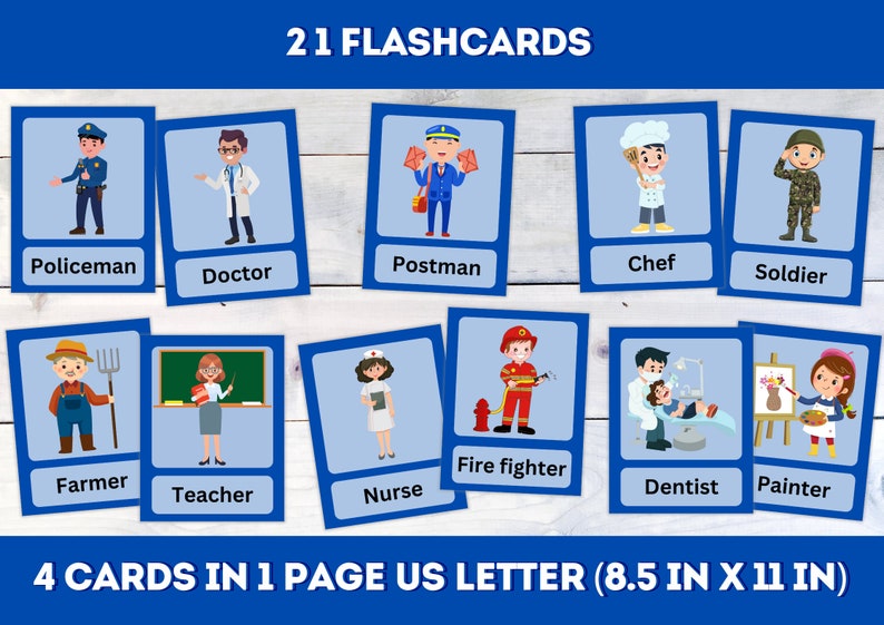 Printable Community Helpers Flashcards for Kids Kindergarten ...