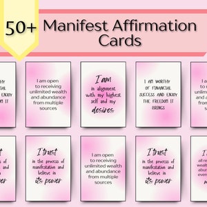 50 Affirmation Cards Positive Subconscious Mind Self-concept Pink - Etsy