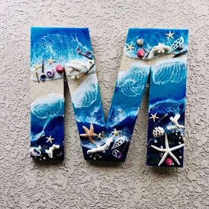 Personalized Beach Letter for Wall | Monogram Initial Decor | Surf Art ...