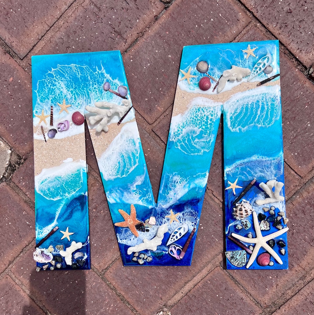 Personalized Beach Letter for Wall | Monogram Initial Decor | Surf Art ...