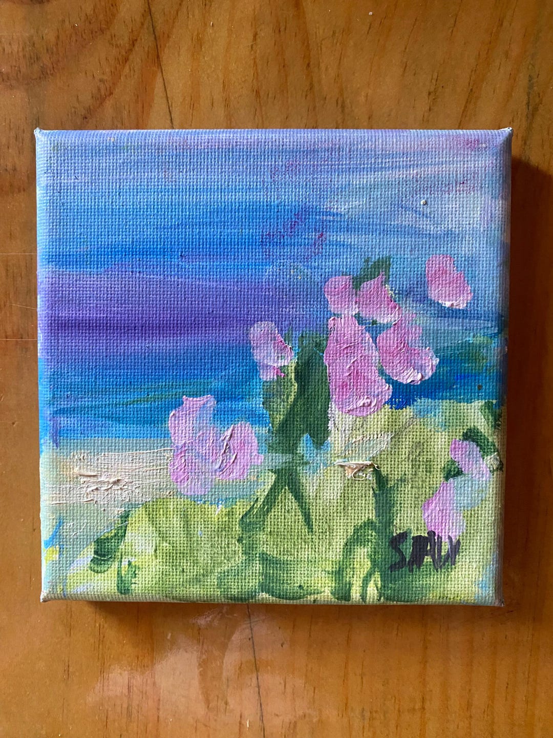 Beach Pea 5x5" Oil on Canvas - Etsy
