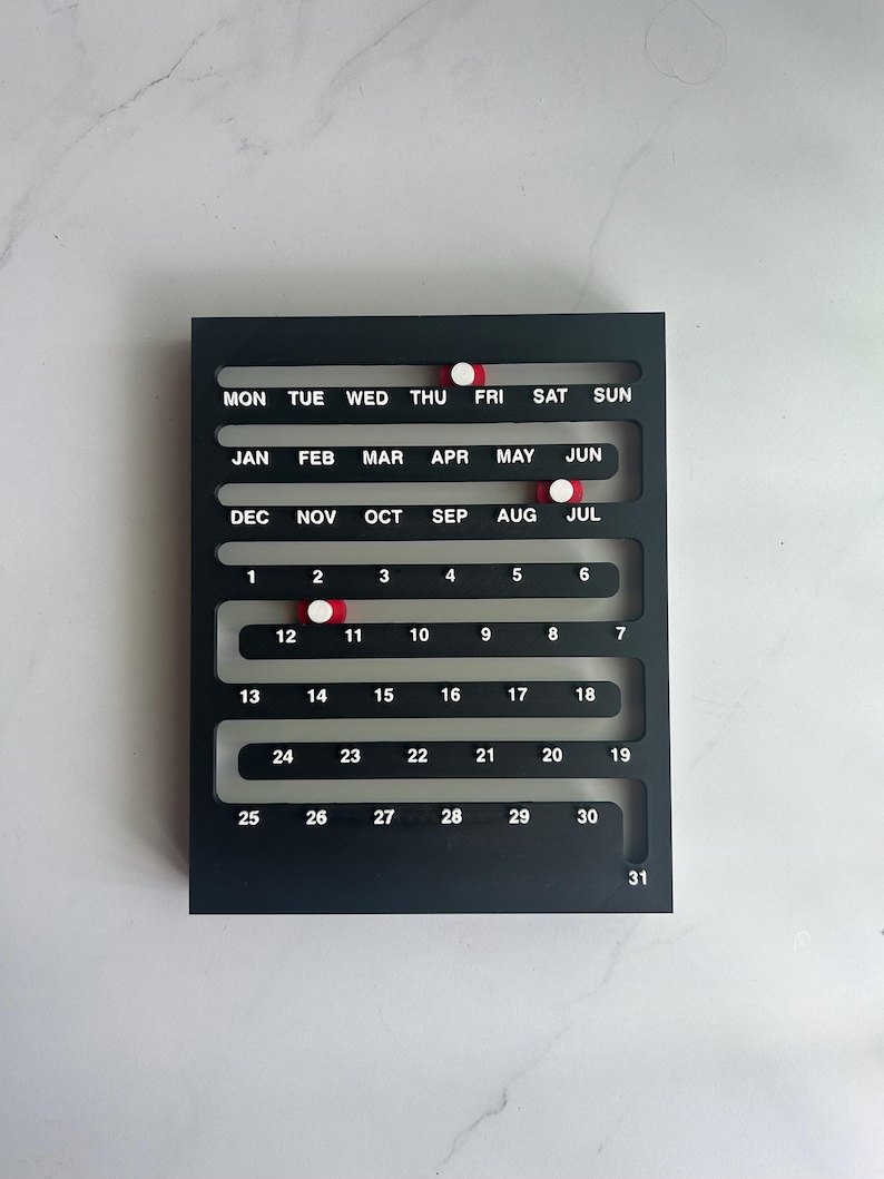 Perpetual Calendar - Sliding Date Tracker, Modern Desk Organizer ...