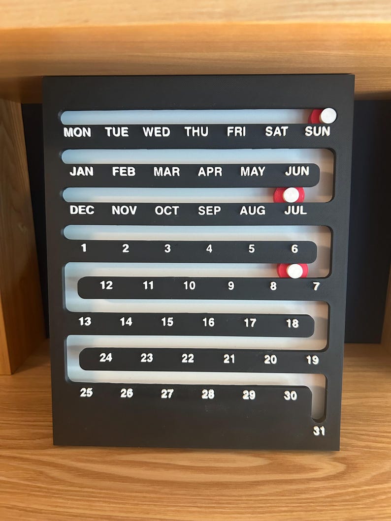 Perpetual Calendar - Sliding Date Tracker, Modern Desk Organizer ...