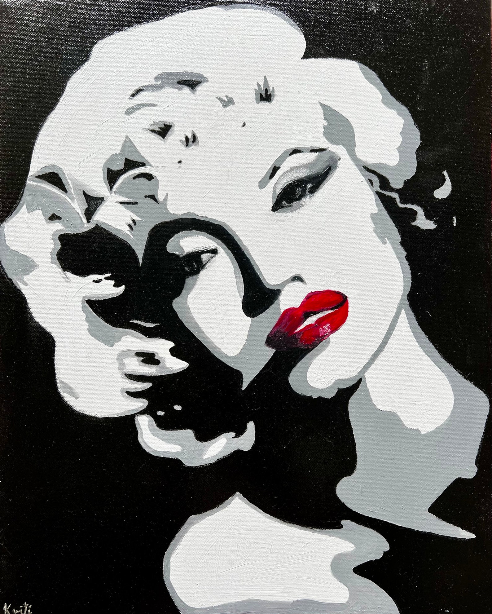 16*20” Bnw Abstract Marilyn Monroe Oil Painting on Stretched Canvas 100 ...