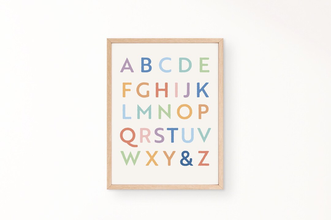 A-Z Printable Poster Rainbow Alphabet Printable Boho Wall Art Pastel ...