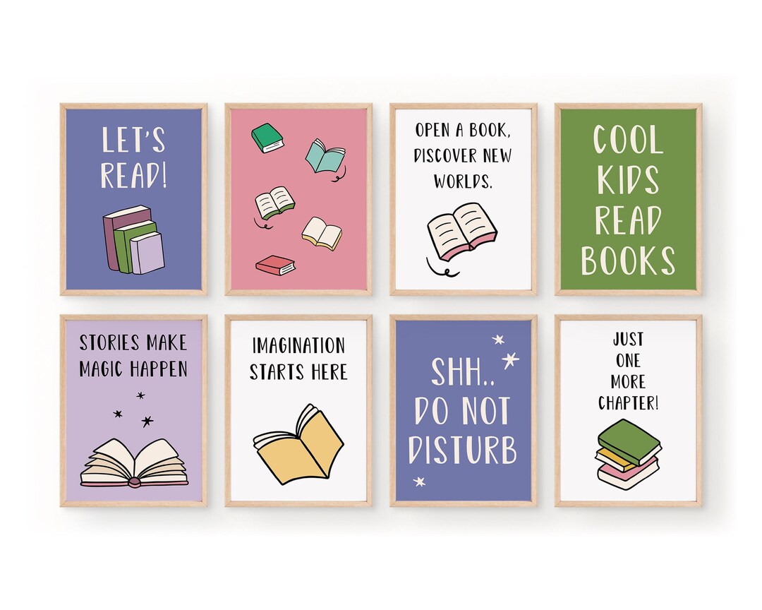 Motivational Reading Corner Poster Set Library Decor for Children ...