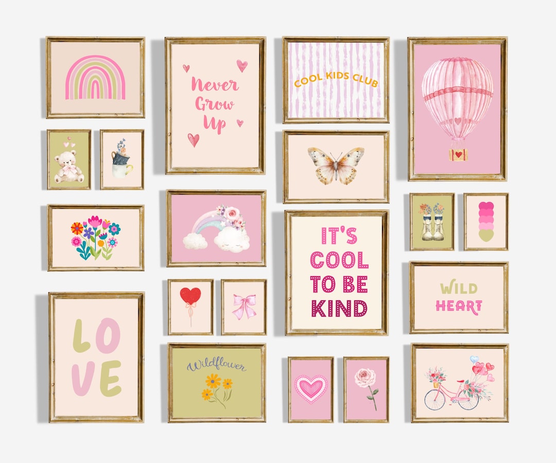 150 Girl Room Printable Posters Pink Girly Gallery Wall Art Eclectic ...