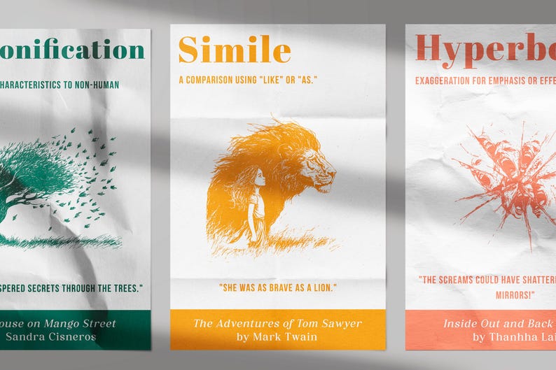 16 Literary Terms Poster Bundle From Classic Literature Middle School ...