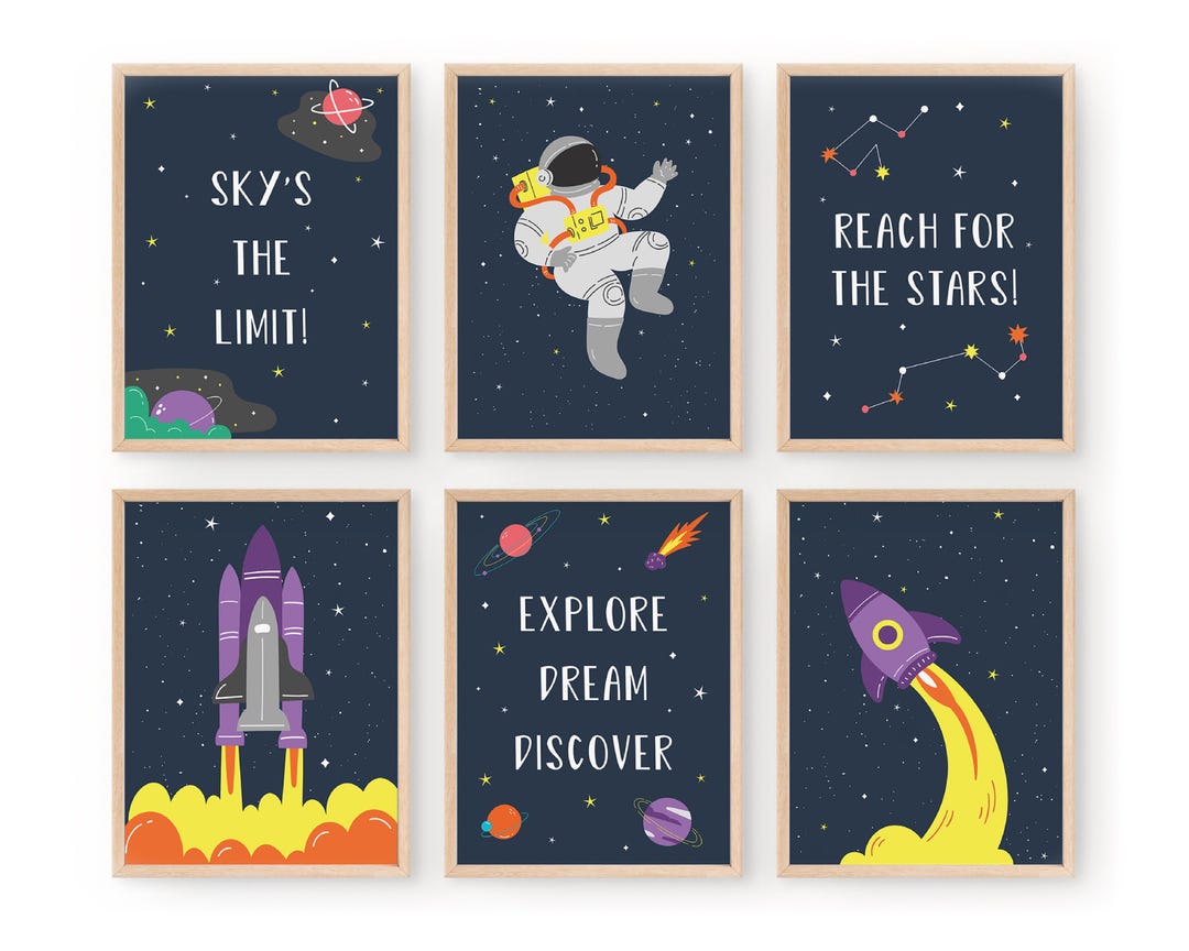 Space-themed Poster Bundle for Kids Motivational Wall Art for Nursery ...