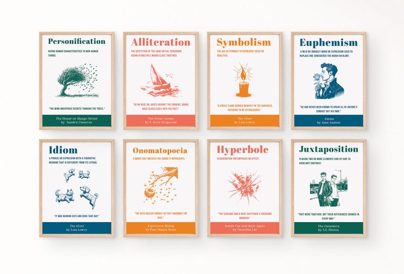 16 Literary Terms Poster Bundle From Classic Literature Middle School ...