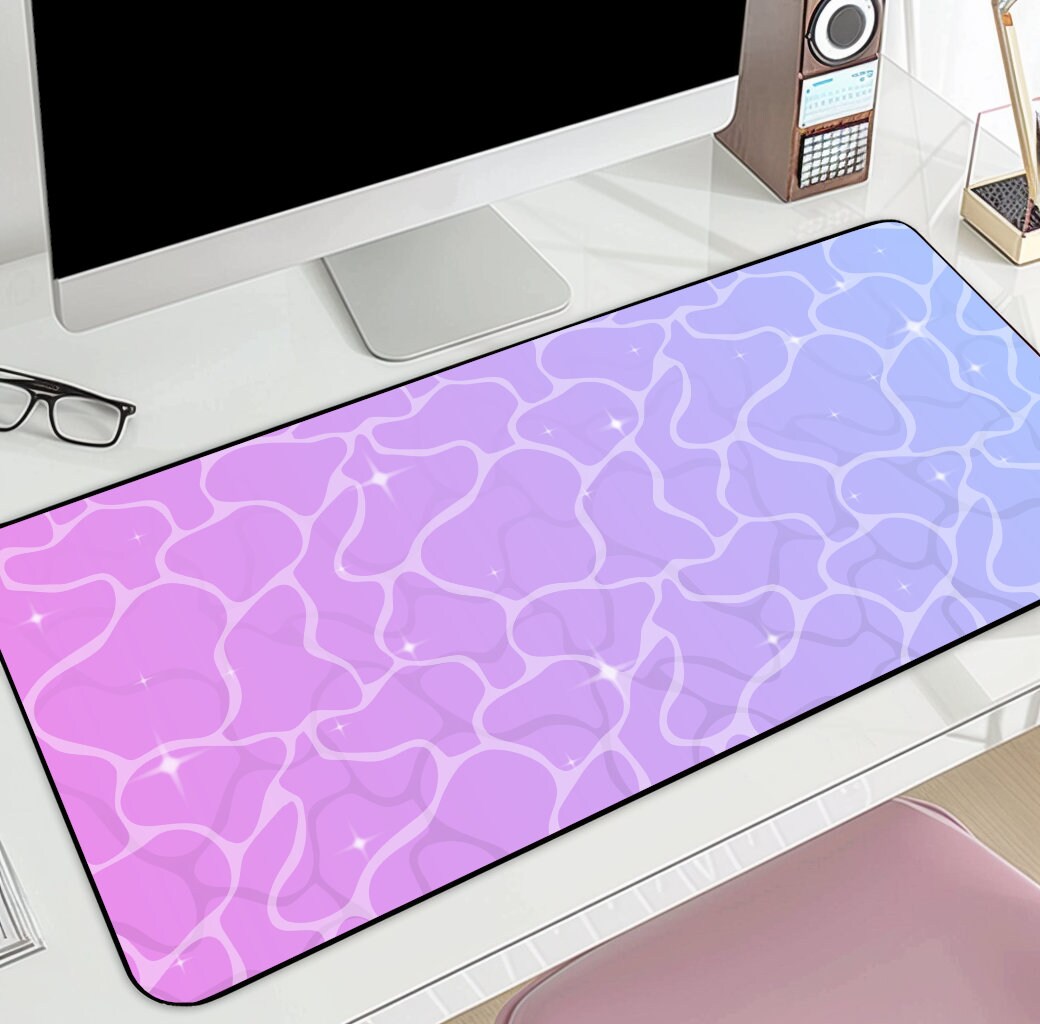 RGB Purple Desk Mat, Kawaii Anime Aesthetics Mouse Pad, Cute Pink Blue ...