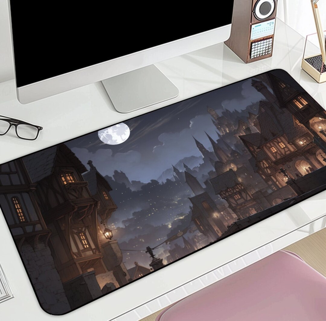 Gothic City Desk Mat, Dark Night Desk Mat, Witchy City Desk Mat ...