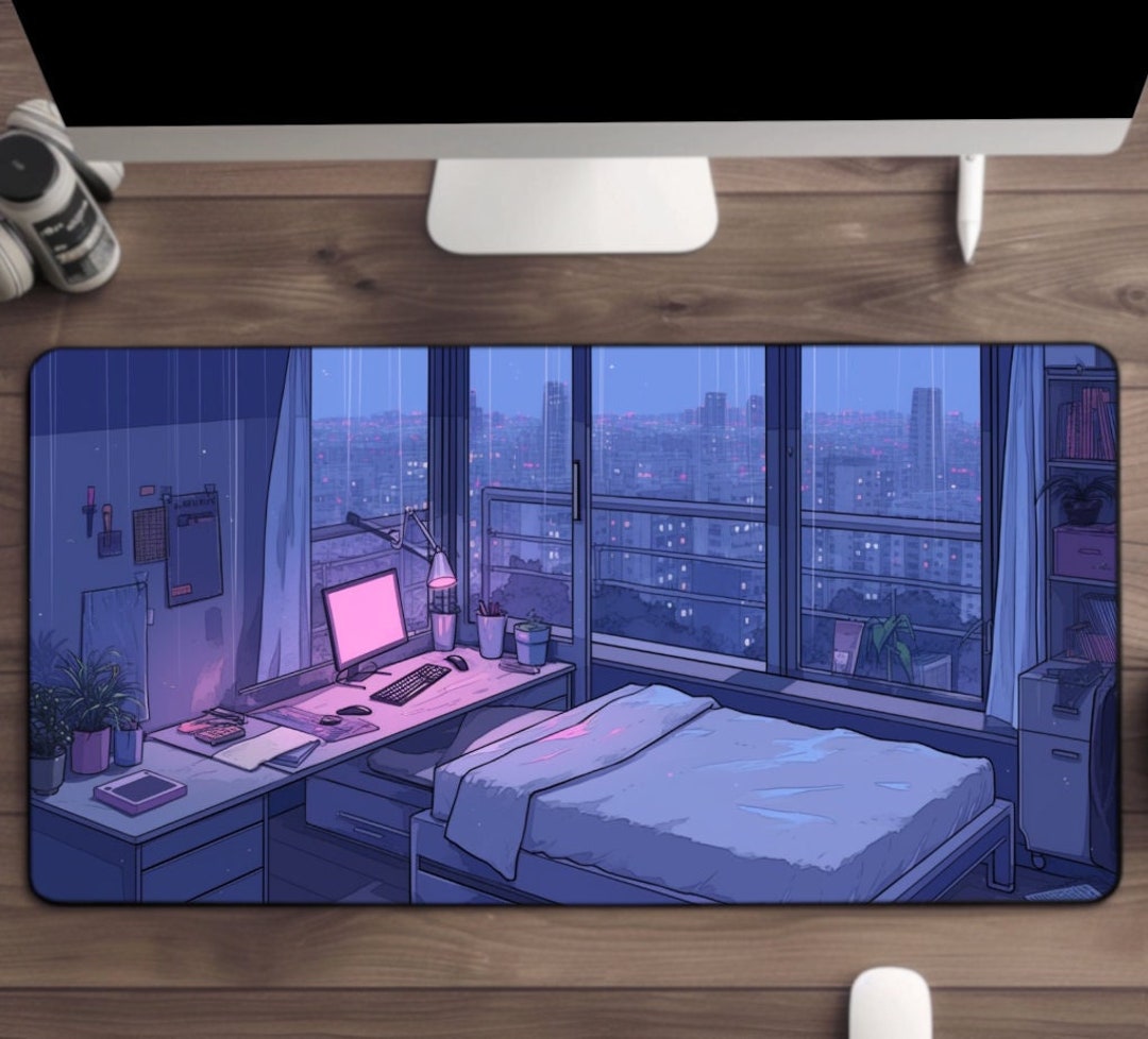 Lofi Bedroom Desk Mat, Lofi Themed Anime Room Desk Mat, Vinted Style ...