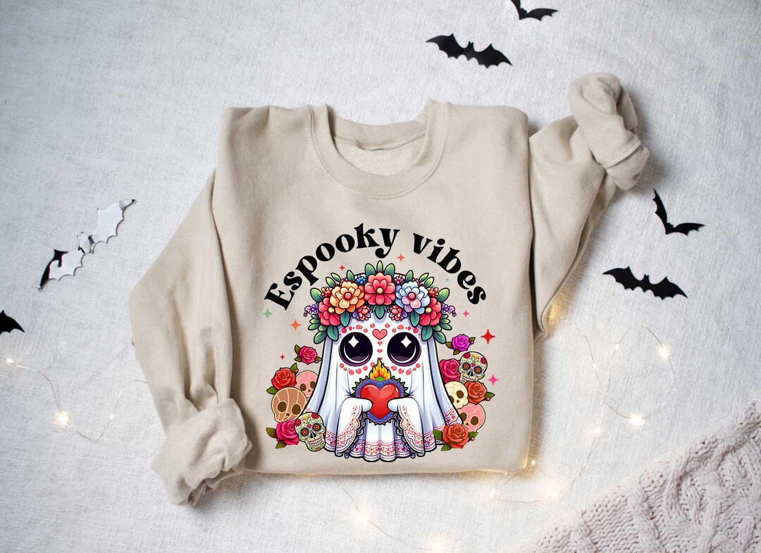 Espooky Vibes Hispanic Ghost Sweatshirt, Mexican Ghost Shirt, Spanish ...