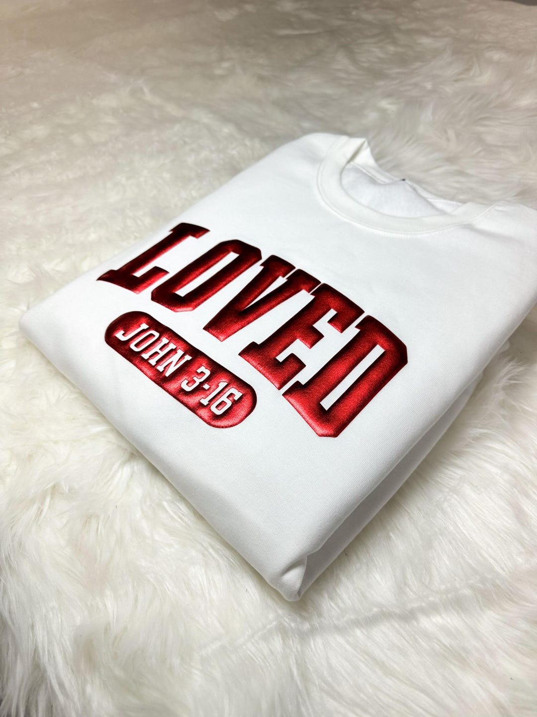 Loved John 3D Puff Tshirt, Christian Valentines Puff Tee, Embossed Puff ...