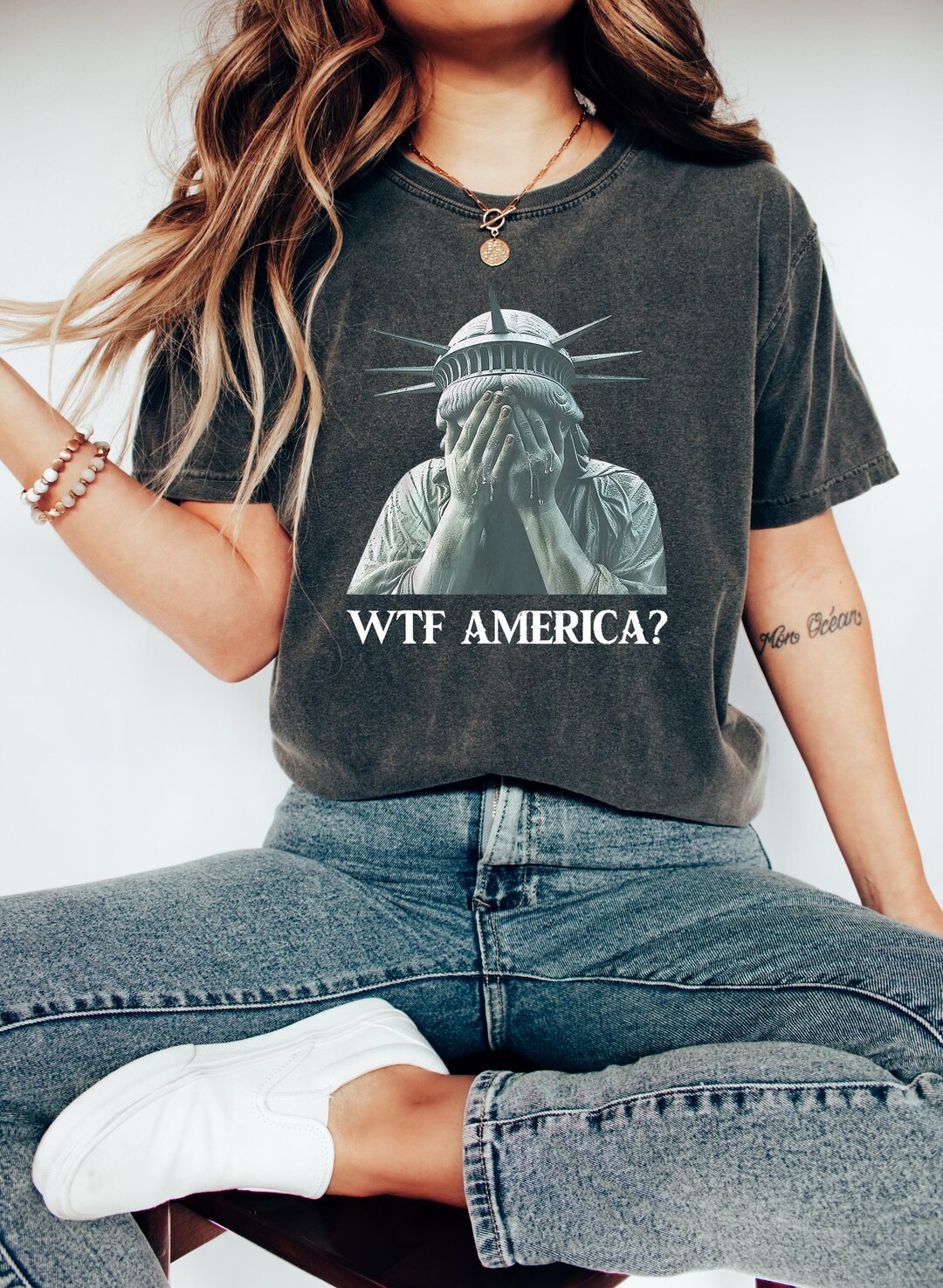 WTF America T-shirt, Statue of Liberty Crying Tee, Political Satire ...