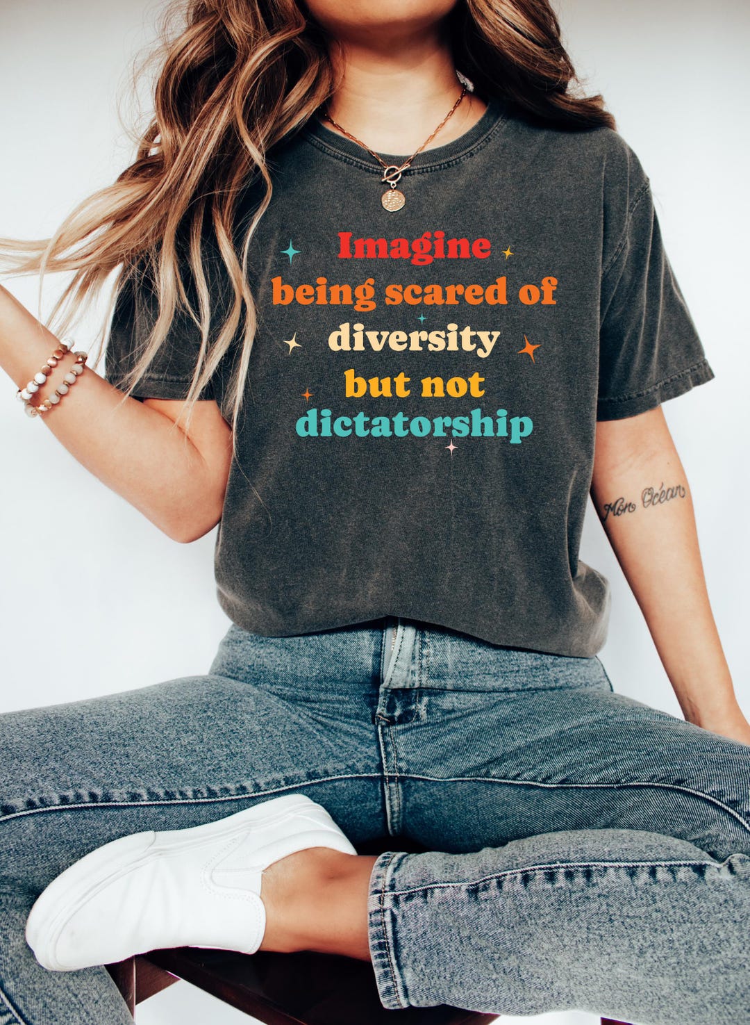 Imagine Being Scared of Diversity but Not Dictatorship Shirt, Political Humor T-shirt, Bold ...