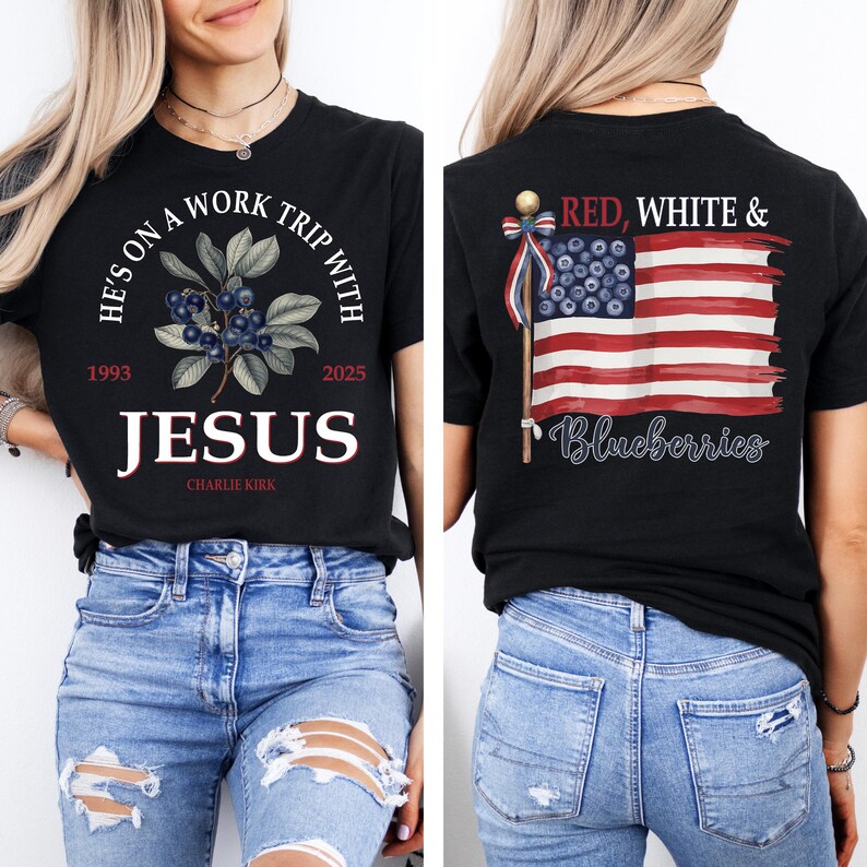 He’s on a Work Trip With Jesus Shirt | Blueberry Christian Tee | Faith ...