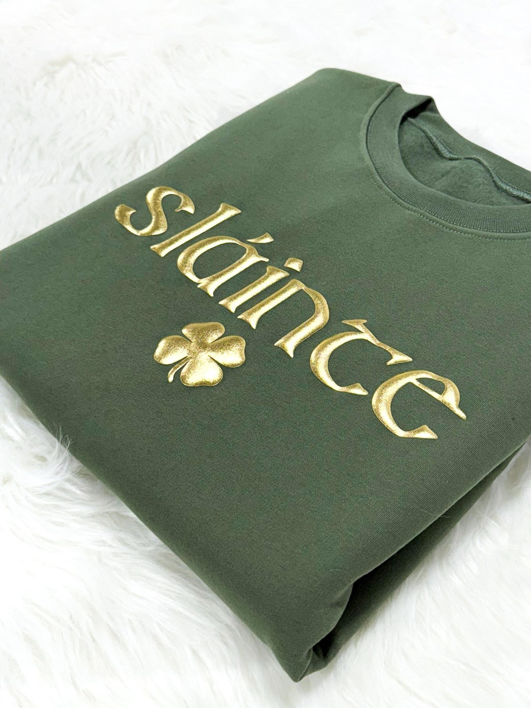Puff Slainte Clover Puff Sweatshirt, Embossed St Patrick's Day Puff ...