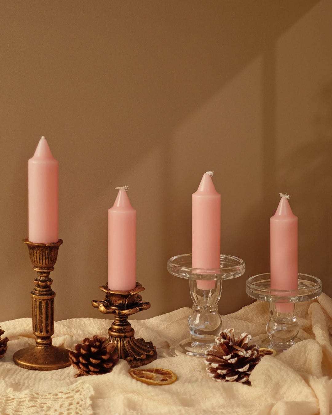 Short Taper Candle,beeswax Colored Candle,valentine's Day Home Decor ...