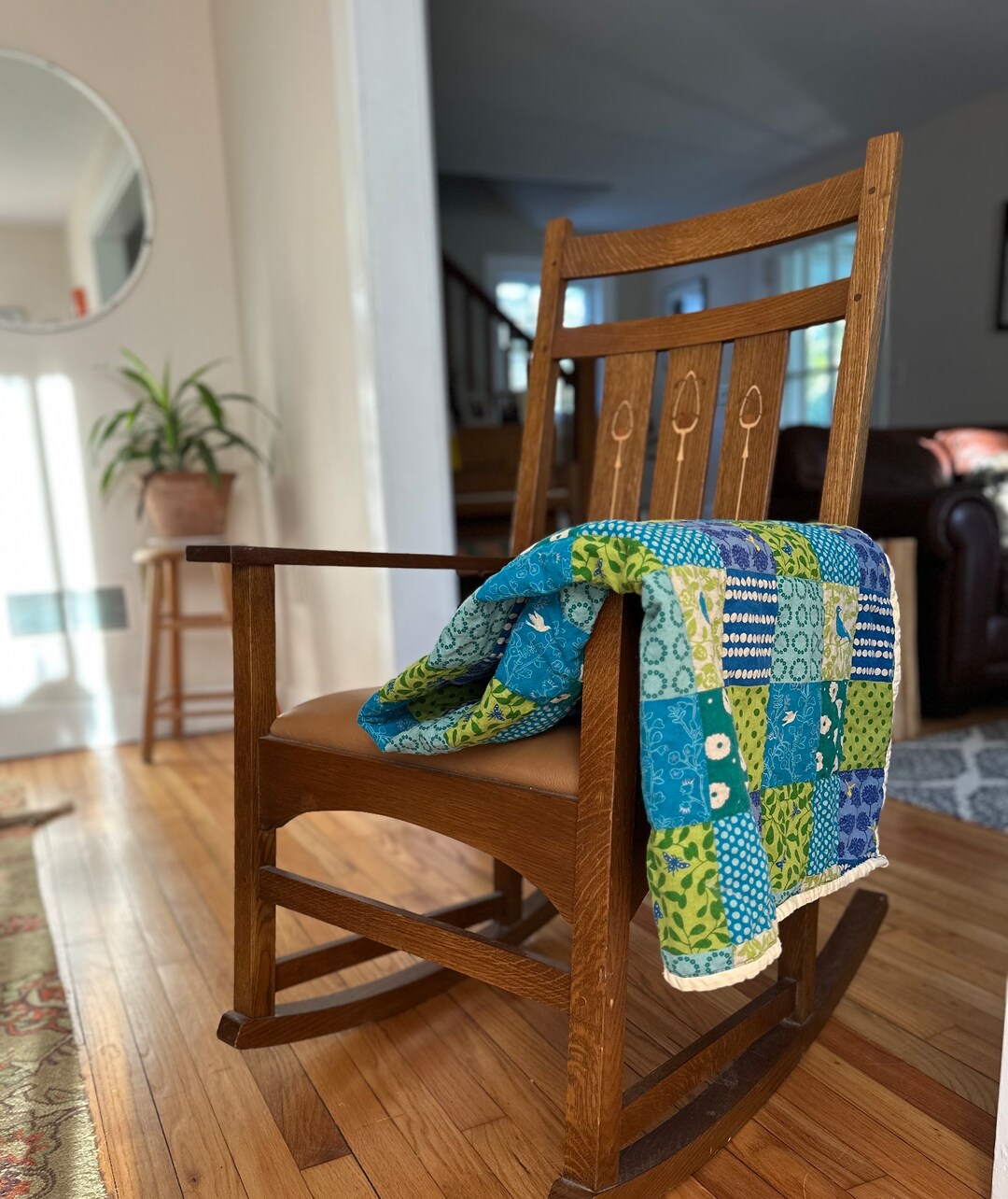 Beautiful Baby Blanket, Linen and Cotton Baby Quilt, Blue and Green ...