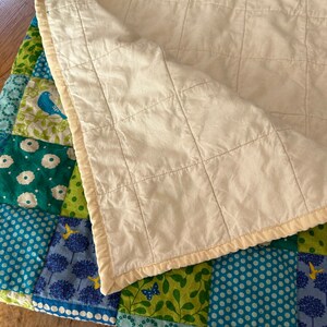Beautiful Baby Blanket, Linen and Cotton Baby Quilt, Blue and Green ...