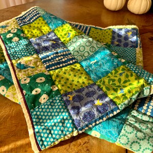 Beautiful Baby Blanket, Linen and Cotton Baby Quilt, Blue and Green ...
