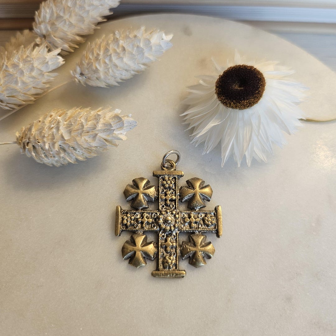 Vintage Jerusalem Maltese Cross Silver Pendant - Bethlehem Religious ...