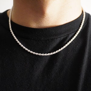 Solid Silver Necklace, Real Solid .925 Sterling Silver Diamond Cut Rope ...