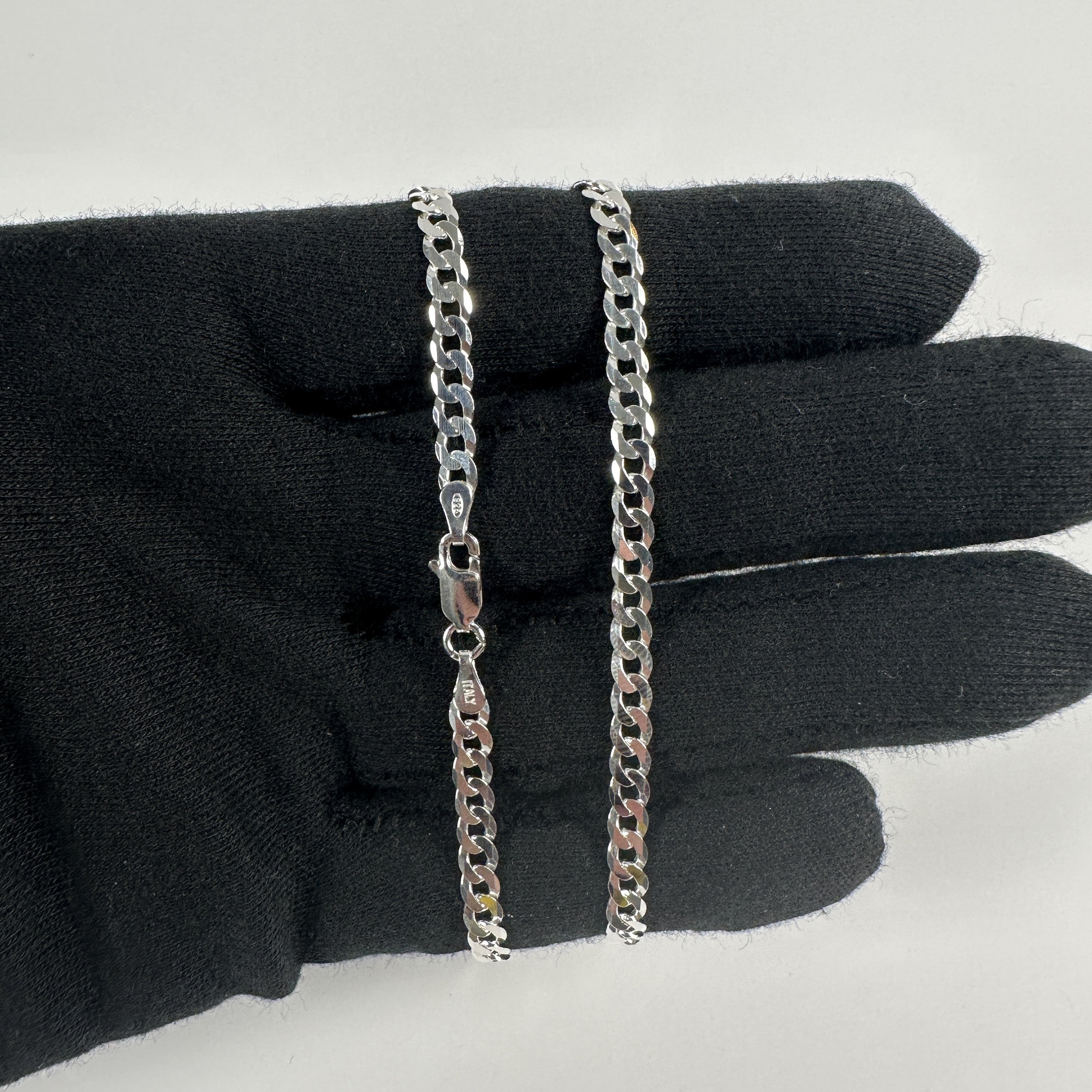 Solid Silver Necklace, Real Solid .925 Sterling Silver Flat Cuban Link ...