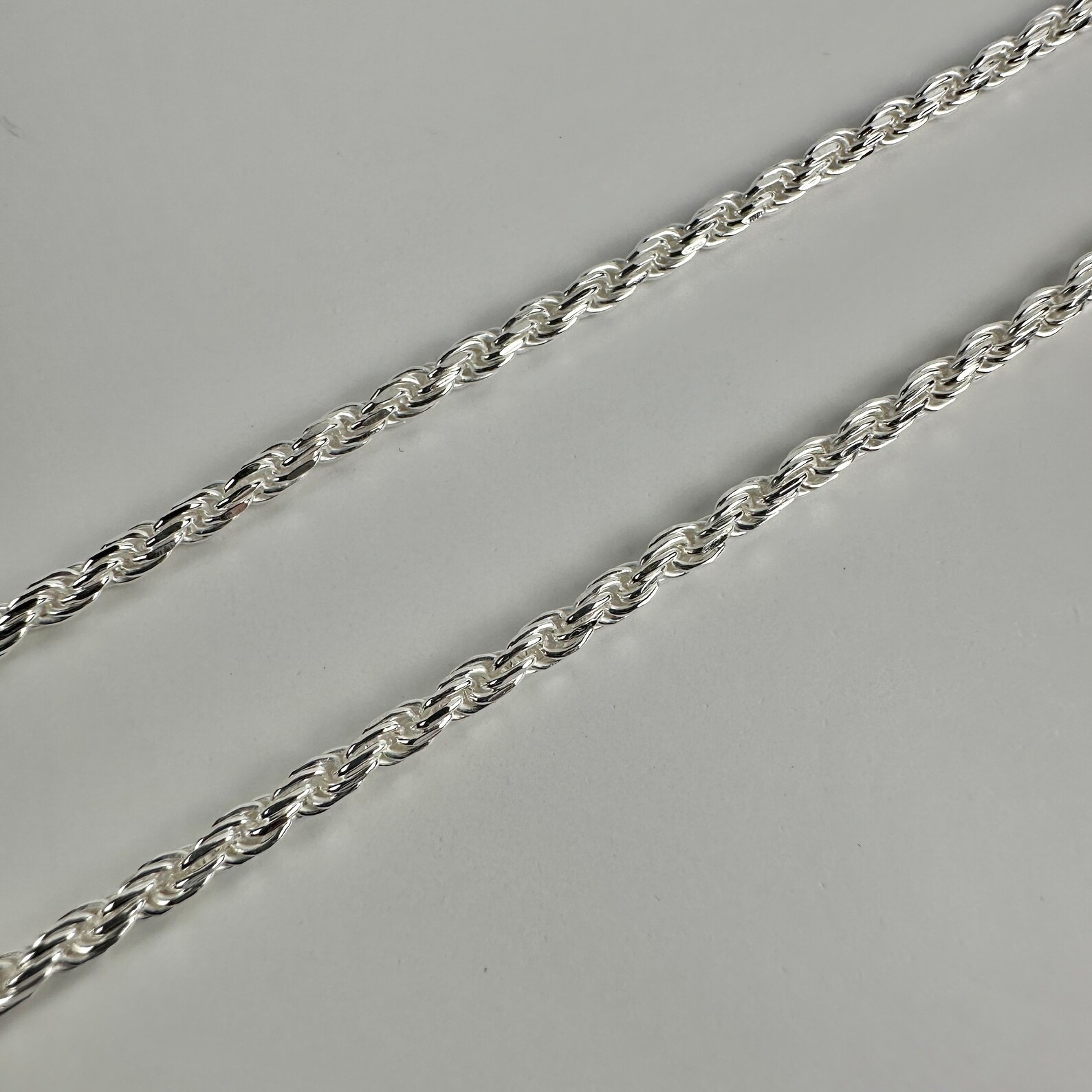 Solid Silver Necklace, Real Solid .925 Sterling Silver Diamond Cut Rope ...