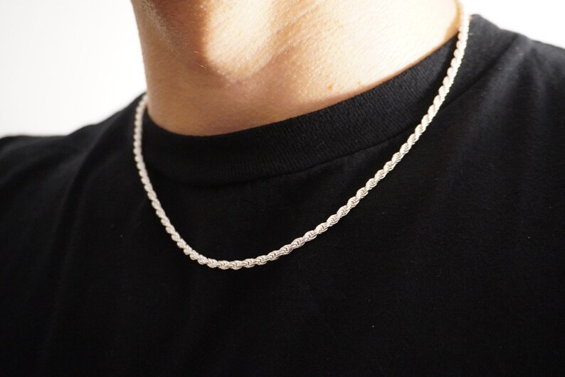 Solid Silver Necklace, Real Solid .925 Sterling Silver Diamond Cut Rope ...