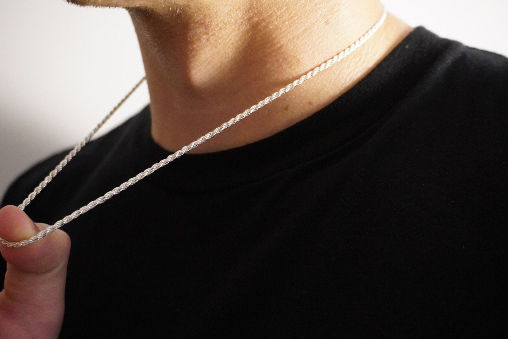 Solid Silver Necklace, Real Solid .925 Sterling Silver Diamond Cut Rope ...