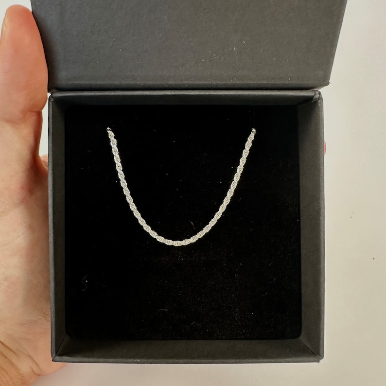Solid Silver Necklace, Real Solid .925 Sterling Silver Diamond Cut Rope Chain, 2.5mm 18 Inch 24 ...