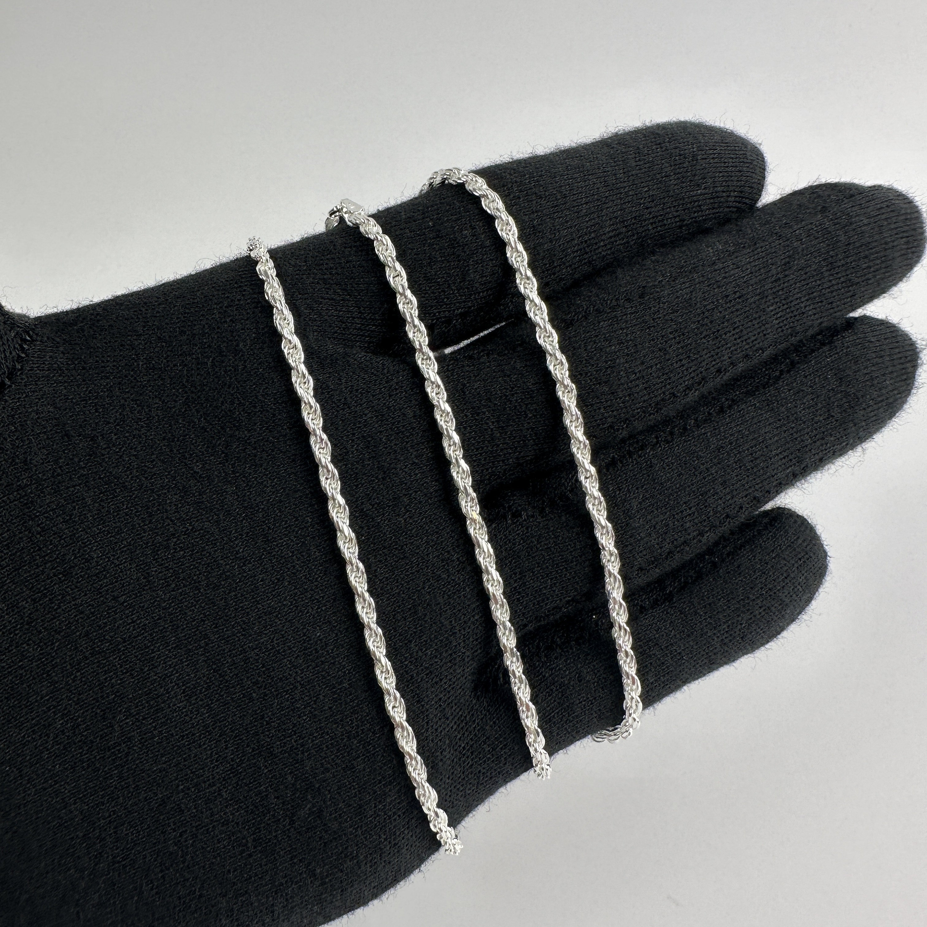 Solid Silver Necklace, Real Solid .925 Sterling Silver Diamond Cut Rope ...