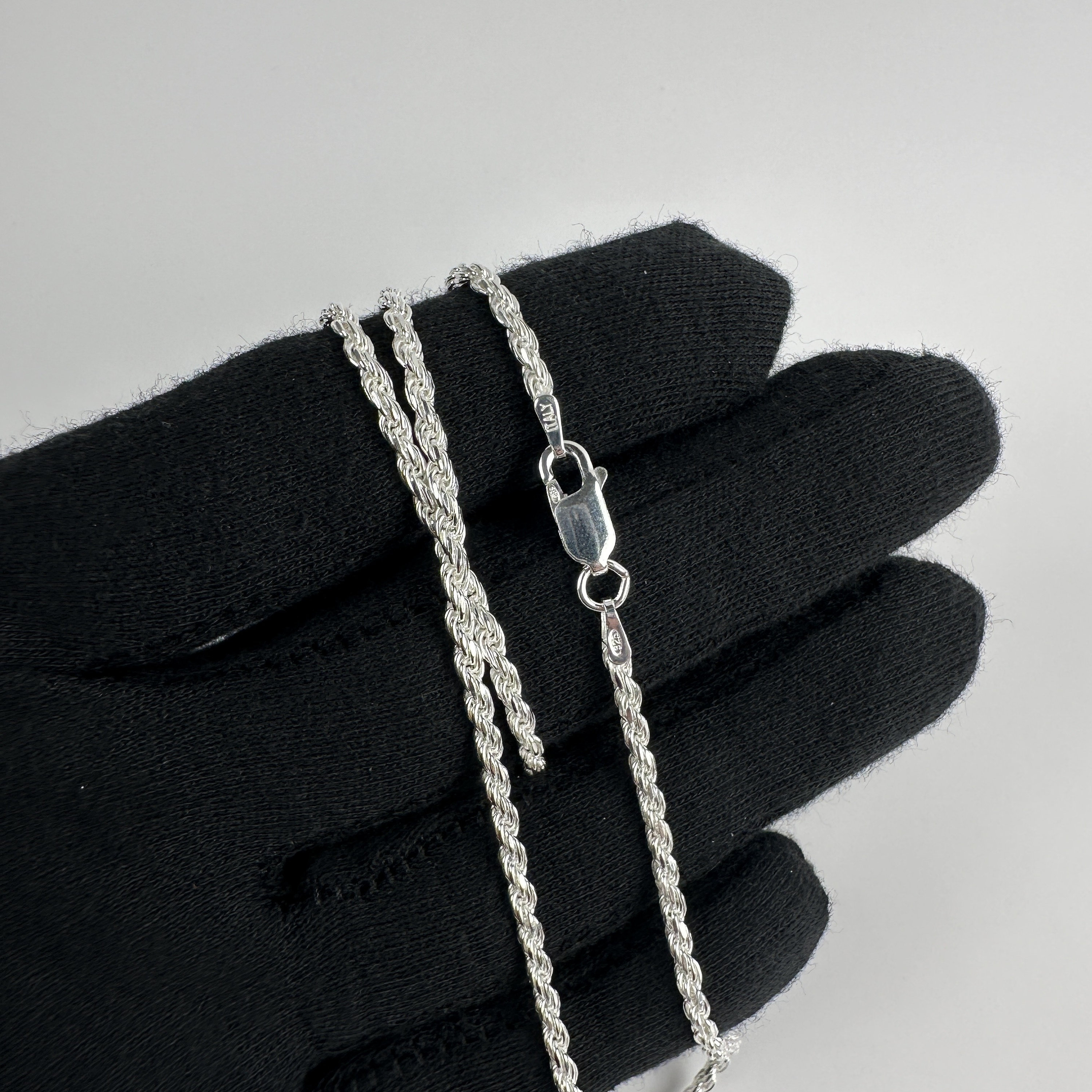 Solid Silver Necklace, Real Solid .925 Sterling Silver Diamond Cut Rope ...