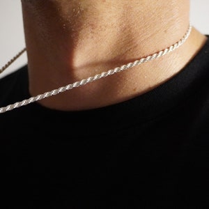 Solid Silver Necklace, Real Solid .925 Sterling Silver Diamond Cut Rope ...