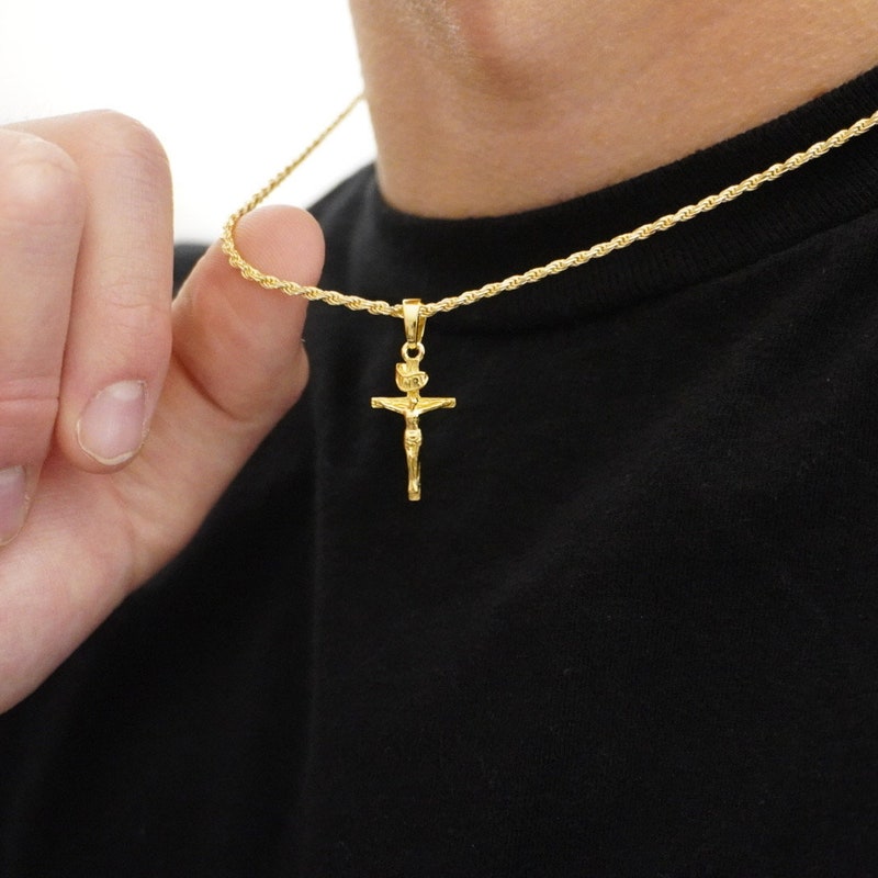 Real Gold Cross Necklace - Etsy