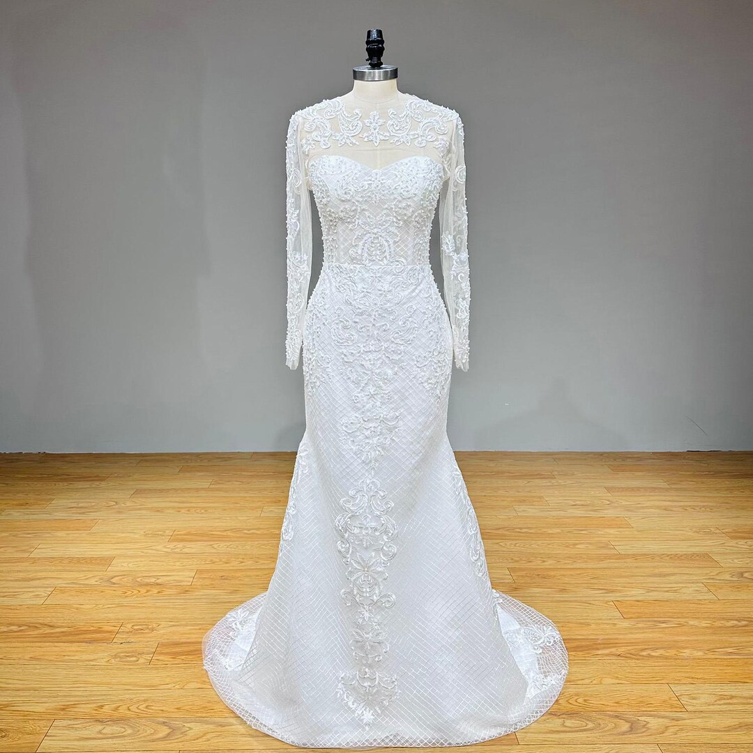 Sheath Style Wedding Dress/tulle Lace Wedding Dress/beach Bridal Gown ...