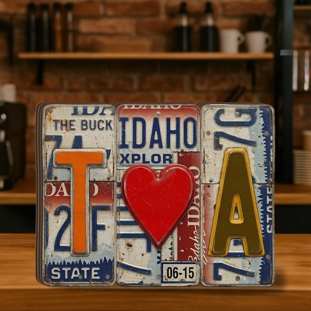 Personalized Couple License Plate Art Block: Rustic Wood Sign With ...